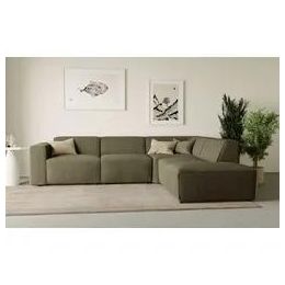 Ecksofa Andas "Noord", grün (khaki), B:282cm H:71cm T:222cm, 100% Polyester, Sofas, mit Kedernaht, in einem Soft-Touch Bezug