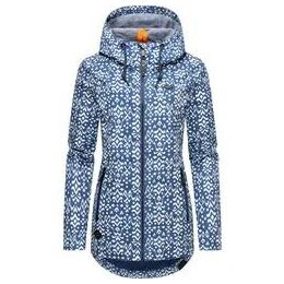 Outdoorjacke Ragwear "Zuzka Ikat" Gr. XS (34), blau (indigo), Damen, Außenmaterial: 100% Polyester, Innenfutter: 100% Polyester, Jacken, Wasserdichte Übergangsjacke mit großer Kapuze