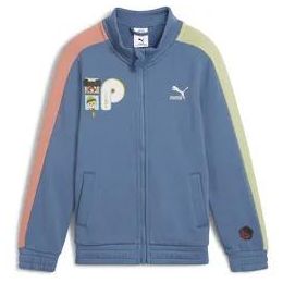 Trainingsjacke Puma "Puma x PLAYMOBIL T7 Jacke Jungen", Herren, Gr. 116, blau (blau horizon), Obermaterial: 100% Baumwolle; Seitentascheu00a0u2013 Oben: 100% Baumwolle, Jacken