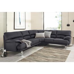 Ecksofa Trendmanufaktur "Cecilia II, in italienischen Design, bequem, hoher Sitzkomfort, L-Form", grau (dunkelgrau), B:280cm H:87cm T:240cm, Microfaser Vintage (100% Polyester);Struktur (100% Polyester);Struktur fein (100% Polyester), Sofas, Ecksofa, extrabreite Armlehnen f&uuml;r noch mehr Sitzkomfort
