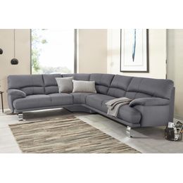Ecksofa Trendmanufaktur "Cecilia II, in italienischen Design, bequem, hoher Sitzkomfort, L-Form", grau (hellgrau), B:280cm H:87cm T:240cm, Microfaser Vintage (100% Polyester);Struktur (100% Polyester);Struktur fein (100% Polyester), Sofas, Ecksofa, extrabreite Armlehnen f&uuml;r noch mehr Sitzkomfort