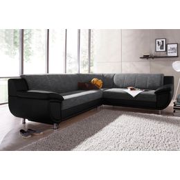Ecksofa Trendmanufaktur "Rondo 3, zeitlos und modern, im Materialmix, L-Form", schwarz-wei&szlig; (schwarz, schwarz, wei&szlig;), B:267cm H:85cm T:247cm, Primabelle-Microfaser;Kunstleder SOFTLUX / Struktur (77% Polyester; 23% Polyacryl), Sofas, Ecksofa, wahlweise Federkern f&uuml;r hohen Sitzkomfort, wahlweise Bettfunktion