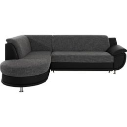 Ecksofa Trendmanufaktur "Rondo 3, zeitlos und bequem, Materialmix, breite Armlehnen, L-Form", schwarz-wei&szlig; (schwarz, schwarz, wei&szlig;), B:265cm H:85cm T:190cm, Kunstleder SOFTLUX / Struktur (77% Polyester; 23% Polyacryl);Luxus-Microfaser ALCAZAR (100% Polyester) / Feinstruktur (100% Polyester), Sofas, Ecksofa, wahlweise mit Federkern f&uuml;r mehr Komfort, wahlweise mit Bettfunktion