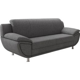 3-Sitzer Trendmanufaktur "Rondo II zeitlos und bequem", grau (hellgrau), B:207cm H:85cm T:94cm, Struktur ( 100% Polyester), Sofas, wahlweise mit komfortablem Federkern, mit extra breiten Armlehnen