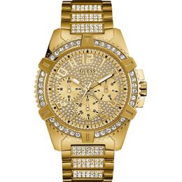 Multifunktionsuhr Guess "FRONTIER, W0799G2", gold (goldfarben), Armbanduhren, Herren, Armbanduhr, Quarzuhr, Herrenuhr, Zirkonia (synth.), Edelstahlarmband