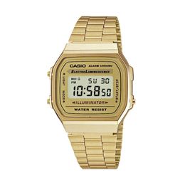 Chronograph CASIO VINTAGE "A168WG-9EF", gold (goldfarben), Armbanduhren, Damen, Quarzuhr, Armbanduhr, Damen, Herren, digital, retro, Stoppfunktion