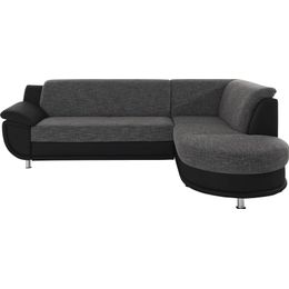 Ecksofa Trendmanufaktur "Rondo 3, zeitlos und bequem, Materialmix, breite Armlehnen, L-Form", schwarz-wei&szlig; (schwarz, schwarz, wei&szlig;), B:265cm H:85cm T:190cm, Kunstleder SOFTLUX / Struktur (77% Polyester; 23% Polyacryl);Luxus-Microfaser ALCAZAR (100% Polyester) / Feinstruktur (100% Polyester), Sofas, Ecksofa, wahlweise mit Federkern f&uuml;r mehr Komfort, wahlweise mit Bettfunktion
