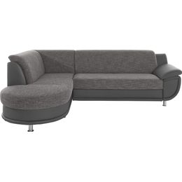 Ecksofa Trendmanufaktur "Rondo 3, zeitlos und bequem, Materialmix, breite Armlehnen, L-Form", grau (dunkelgrau, grau, wei&szlig;), B:265cm H:85cm T:190cm, Kunstleder SOFTLUX / Struktur (77% Polyester; 23% Polyacryl);Luxus-Microfaser ALCAZAR (100% Polyester) / Feinstruktur (100% Polyester), Sofas, Ecksofa, wahlweise mit Federkern f&uuml;r mehr Komfort, wahlweise mit Bettfunktion