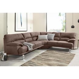 Ecksofa Trendmanufaktur "Cecilia II, in italienischen Design, bequem, hoher Sitzkomfort, L-Form", braun, B:280cm H:87cm T:240cm, Microfaser Vintage (100% Polyester);Struktur (100% Polyester);Struktur fein (100% Polyester), Sofas, Ecksofa, extrabreite Armlehnen f&uuml;r noch mehr Sitzkomfort