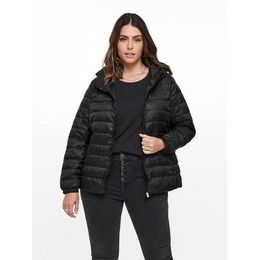 Steppjacke Only CARMAKOMA "CARTAHOE HOOD JACKET OTW NOOS" Gr. M (46/48), schwarz, Damen, Web, Obermaterial: 100% Nylon. Wattierung: 100% Polyester, unifarben, Jacken, mit Kapuze