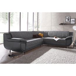 Ecksofa Trendmanufaktur "Rondo 3, zeitlos und modern, im Materialmix, L-Form", grau (dunkelgrau, grau, wei&szlig;), B:267cm H:85cm T:247cm, Luxus-Microfaser ALCAZAR (100% Polyester) / Feinstruktur (100% Polyester);Kunstleder SOFTLUX / Struktur (77% Polyester; 23% Polyacryl), Sofas, Ecksofa, wahlweise Federkern f&uuml;r hohen Sitzkomfort, wahlweise Bettfunktion