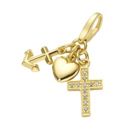 Charm-Einhänger "Glaube Liebe Hoffnung, vergoldet, Silber 925", gold, Giorgio Martello MILANO, Charms, Damen, Silber 925 (Sterlingsilber)