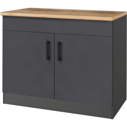 Spülenschrank KOCHSTATION "KS-Toronto, Breite 100 cm", anthrazit, grafitgrau, B:100cm H:85cm T:60cm, Spanplatte, Schränke