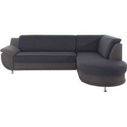 Ecksofa Trendmanufaktur "Rondo 3, zeitlos und bequem, Materialmix, breite Armlehnen, L-Form", grau (grau, dunkelgrau), B:265cm H:85cm T:190cm, Kunstleder SOFTLUX / Struktur (77% Polyester; 23% Polyacryl);Luxus-Microfaser ALCAZAR (100% Polyester) / Feinstruktur (100% Polyester), Sofas, Ecksofa, wahlweise mit Federkern f&uuml;r mehr Komfort, wahlweise mit Bettfunktion