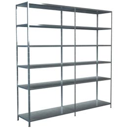 Steckregal SCHULTE REGALWELT "Stecksystem Grund- und Anbauregal", silber (silberfarben), B:220cm H:230cm T:50cm, Stahl, Regale, Metall verzinkt, 2300x2200x500 mm, 12 Böden