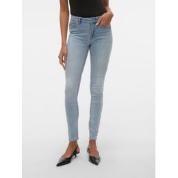 Véro Moda Skinny-fit-Jeans VERO MODA "VMFLASH MR SKINNY JEANS LI3102 GA NOOS" Gr. M (38), Länge 34, blau (light blau denim), Damen, Denim/Jeans, Obermaterial: 89% Baumwolle, 9% Elastomultiester, 2% Elasthan, unifarben, Jeans