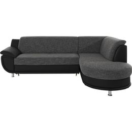 Ecksofa Trendmanufaktur "Rondo 3, zeitlos und bequem, Materialmix, breite Armlehnen, L-Form", schwarz-wei&szlig; (schwarz, schwarz, wei&szlig;), B:265cm H:85cm T:190cm, Kunstleder SOFTLUX / Struktur (77% Polyester; 23% Polyacryl);Luxus-Microfaser ALCAZAR (100% Polyester) / Feinstruktur (100% Polyester), Sofas, Ecksofa, wahlweise mit Federkern f&uuml;r mehr Komfort, wahlweise mit Bettfunktion