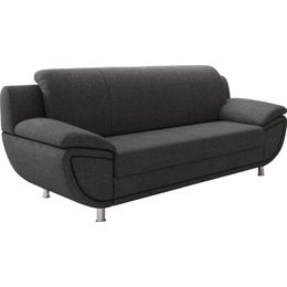 3-Sitzer Trendmanufaktur "Rondo II zeitlos und bequem", grau (dunkelgrau), B:207cm H:85cm T:94cm, Struktur ( 100% Polyester), Sofas, wahlweise mit komfortablem Federkern, mit extra breiten Armlehnen
