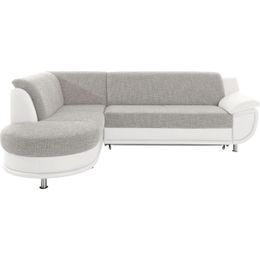 Ecksofa Trendmanufaktur "Rondo 3, zeitlos und bequem, Materialmix, breite Armlehnen, L-Form", wei&szlig; (wei&szlig;, cappuccino), B:265cm H:85cm T:190cm, Kunstleder SOFTLUX / Struktur (77% Polyester; 23% Polyacryl);Luxus-Microfaser ALCAZAR (100% Polyester) / Feinstruktur (100% Polyester), Sofas, Ecksofa, wahlweise mit Federkern f&uuml;r mehr Komfort, wahlweise mit Bettfunktion