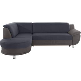 Ecksofa Trendmanufaktur "Rondo 3, zeitlos und bequem, Materialmix, breite Armlehnen, L-Form", grau (grau, dunkelgrau), B:265cm H:85cm T:190cm, Kunstleder SOFTLUX / Struktur (77% Polyester; 23% Polyacryl);Luxus-Microfaser ALCAZAR (100% Polyester) / Feinstruktur (100% Polyester), Sofas, Ecksofa, wahlweise mit Federkern f&uuml;r mehr Komfort, wahlweise mit Bettfunktion