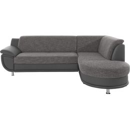 Ecksofa Trendmanufaktur "Rondo 3, zeitlos und bequem, Materialmix, breite Armlehnen, L-Form", grau (dunkelgrau, grau, wei&szlig;), B:265cm H:85cm T:190cm, Kunstleder SOFTLUX / Struktur (77% Polyester; 23% Polyacryl);Luxus-Microfaser ALCAZAR (100% Polyester) / Feinstruktur (100% Polyester), Sofas, Ecksofa, wahlweise mit Federkern f&uuml;r mehr Komfort, wahlweise mit Bettfunktion