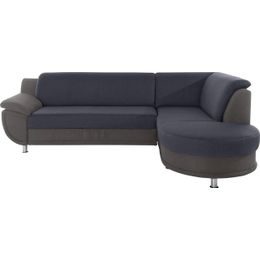 Ecksofa Trendmanufaktur "Rondo 3, zeitlos und bequem, Materialmix, breite Armlehnen, L-Form", grau (grau, dunkelgrau), B:265cm H:85cm T:190cm, Kunstleder SOFTLUX / Struktur (77% Polyester; 23% Polyacryl);Luxus-Microfaser ALCAZAR (100% Polyester) / Feinstruktur (100% Polyester), Sofas, Ecksofa, wahlweise mit Federkern f&uuml;r mehr Komfort, wahlweise mit Bettfunktion