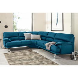 Ecksofa Trendmanufaktur "Cecilia II, in italienischen Design, bequem, hoher Sitzkomfort, L-Form", blau (petrol), B:280cm H:87cm T:240cm, Microfaser Vintage (100% Polyester);Struktur (100% Polyester);Struktur fein (100% Polyester), Sofas, Ecksofa, extrabreite Armlehnen f&uuml;r noch mehr Sitzkomfort