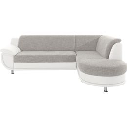 Ecksofa Trendmanufaktur "Rondo 3, zeitlos und bequem, Materialmix, breite Armlehnen, L-Form", wei&szlig; (wei&szlig;, cappuccino), B:265cm H:85cm T:190cm, Kunstleder SOFTLUX / Struktur (77% Polyester; 23% Polyacryl);Luxus-Microfaser ALCAZAR (100% Polyester) / Feinstruktur (100% Polyester), Sofas, Ecksofa, wahlweise mit Federkern f&uuml;r mehr Komfort, wahlweise mit Bettfunktion
