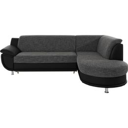 Ecksofa Trendmanufaktur "Rondo 3, zeitlos und bequem, Materialmix, breite Armlehnen, L-Form", schwarz-wei&szlig; (schwarz, schwarz, wei&szlig;), B:265cm H:85cm T:190cm, Kunstleder SOFTLUX / Struktur (77% Polyester; 23% Polyacryl);Luxus-Microfaser ALCAZAR (100% Polyester) / Feinstruktur (100% Polyester), Sofas, Ecksofa, wahlweise mit Federkern f&uuml;r mehr Komfort, wahlweise mit Bettfunktion