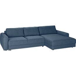 Ecksofa Trendmanufaktur "Bourbon II, hoher Sitzkomfort, extrabreite Recamiere f&uuml;r Relaxkomfort", blau (blau horizon), B:303cm H:84cm T:176cm, 100% Polyester, Sofas, Ecksofa, wahlweise mit Bettfunktion und Bettkasten, zeitlos und elegant, L-Form