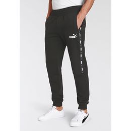 Trainingshose Puma "ESS+ TAPE SWEATPANTS FL CL" Gr. XXL, N-Gr, schwarz (Puma schwarz), Herren, Fleece, Obermaterial: 66% Baumwolle, 34% Polyester, bedruckt, Hosen