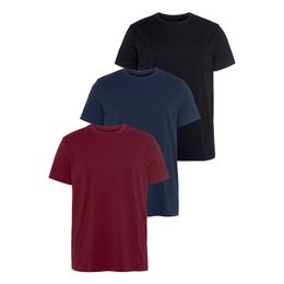 T-Shirt AJC, Herren, Gr. XXL (60/62), bunt (bordeaux, marine, schwarz), Single Jersey, Obermaterial: 100% Baumwolle, unifarben, Basic, regular fit, Rundhals, Kurzarm abgesteppt, Shirts, lockere Passform, Basic-Stil