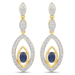 Paar Ohrhänger VIRA JEWELS "Silber 925 zweifarbig 40mm lang mit 2x Saphir und 80x Weiß-Topas", gelb (gelb, blau), Ohrringe, Damen, ONE-SIZE, 1,49 ct, Silber 925 (Sterlingsilber)