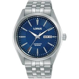 Automatikuhr Lorus "Classic", silber (silberfarben, blau), Armbanduhren, Herren, Armbanduhr, Herrenuhr, Mechanische Uhr, Edelstahlarmband, analog, Tag