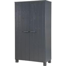 Garderobenschrank Woood "Dennis", grau (dunkelgrau), B:111cm H:202cm T:55cm, Holzwerkstoff, Schränke, mit Kleiderstange, viel Stauraum, B 111 cm x H 202 cm