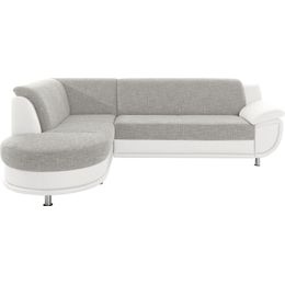 Ecksofa Trendmanufaktur "Rondo 3, zeitlos und bequem, Materialmix, breite Armlehnen, L-Form", wei&szlig; (wei&szlig;, cappuccino), B:265cm H:85cm T:190cm, Kunstleder SOFTLUX / Struktur (77% Polyester; 23% Polyacryl);Luxus-Microfaser ALCAZAR (100% Polyester) / Feinstruktur (100% Polyester), Sofas, Ecksofa, wahlweise mit Federkern f&uuml;r mehr Komfort, wahlweise mit Bettfunktion