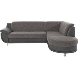 Ecksofa Trendmanufaktur "Rondo 3, zeitlos und bequem, Materialmix, breite Armlehnen, L-Form", grau (dunkelgrau, grau, wei&szlig;), B:265cm H:85cm T:190cm, Kunstleder SOFTLUX / Struktur (77% Polyester; 23% Polyacryl);Luxus-Microfaser ALCAZAR (100% Polyester) / Feinstruktur (100% Polyester), Sofas, Ecksofa, wahlweise mit Federkern f&uuml;r mehr Komfort, wahlweise mit Bettfunktion
