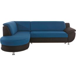 Ecksofa Trendmanufaktur "Rondo 3, zeitlos und bequem, Materialmix, breite Armlehnen, L-Form", schwarz (schwarz, petrol), B:265cm H:85cm T:190cm, Kunstleder SOFTLUX / Struktur (77% Polyester; 23% Polyacryl);Luxus-Microfaser ALCAZAR (100% Polyester) / Feinstruktur (100% Polyester), Sofas, Ecksofa, wahlweise mit Federkern f&uuml;r mehr Komfort, wahlweise mit Bettfunktion