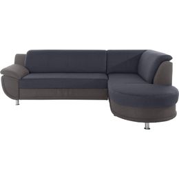 Ecksofa Trendmanufaktur "Rondo 3, zeitlos und bequem, Materialmix, breite Armlehnen, L-Form", grau (grau, dunkelgrau), B:265cm H:85cm T:190cm, Kunstleder SOFTLUX / Struktur (77% Polyester; 23% Polyacryl);Luxus-Microfaser ALCAZAR (100% Polyester) / Feinstruktur (100% Polyester), Sofas, Ecksofa, wahlweise mit Federkern f&uuml;r mehr Komfort, wahlweise mit Bettfunktion