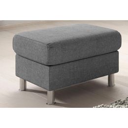 Hocker Trendmanufaktur "Rondo II zeitlos und bequem", grau (hellgrau), B:67cm H:46cm T:53cm, 100% Polyester, Hocker, Polsterhocker, wahlweise mit komfortablem Federkern, frei im Raum stellbar
