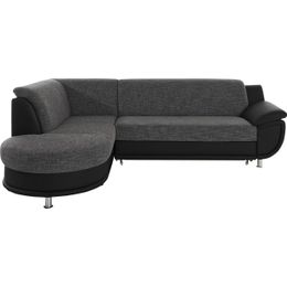 Ecksofa Trendmanufaktur "Rondo 3, zeitlos und bequem, Materialmix, breite Armlehnen, L-Form", schwarz-wei&szlig; (schwarz, schwarz, wei&szlig;), B:265cm H:85cm T:190cm, Kunstleder SOFTLUX / Struktur (77% Polyester; 23% Polyacryl);Luxus-Microfaser ALCAZAR (100% Polyester) / Feinstruktur (100% Polyester), Sofas, Ecksofa, wahlweise mit Federkern f&uuml;r mehr Komfort, wahlweise mit Bettfunktion