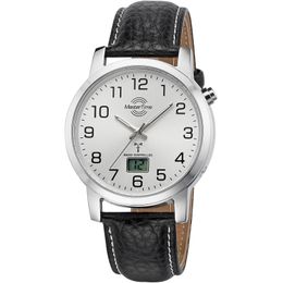 Funkuhr MASTER TIME "MTGA-10294-12L", schwarz, Armbanduhren, Herren, Armbanduhr, Quarzuhr, Herrenuhr, Datum, Langzeitbatterie