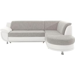 Ecksofa Trendmanufaktur "Rondo 3, zeitlos und bequem, Materialmix, breite Armlehnen, L-Form", wei&szlig; (wei&szlig;, cappuccino), B:265cm H:85cm T:190cm, Kunstleder SOFTLUX / Struktur (77% Polyester; 23% Polyacryl);Luxus-Microfaser ALCAZAR (100% Polyester) / Feinstruktur (100% Polyester), Sofas, Ecksofa, wahlweise mit Federkern f&uuml;r mehr Komfort, wahlweise mit Bettfunktion