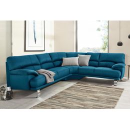 Ecksofa Trendmanufaktur "Cecilia II, in italienischen Design, bequem, hoher Sitzkomfort, L-Form", blau (petrol), B:280cm H:87cm T:240cm, Microfaser Vintage (100% Polyester);Struktur (100% Polyester);Struktur fein (100% Polyester), Sofas, Ecksofa, extrabreite Armlehnen f&uuml;r noch mehr Sitzkomfort