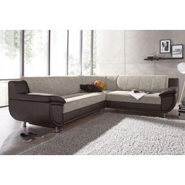 Ecksofa Trendmanufaktur "Rondo 3, zeitlos und modern, im Materialmix, L-Form", braun (braun, sand, beige), B:267cm H:85cm T:247cm, Primabelle-Microfaser;Kunstleder SOFTLUX / Struktur (77% Polyester; 23% Polyacryl), Sofas, Ecksofa, wahlweise Federkern f&uuml;r hohen Sitzkomfort, wahlweise Bettfunktion