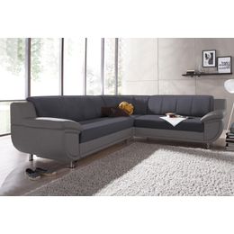 Ecksofa Trendmanufaktur "Rondo 3, zeitlos und modern, im Materialmix, L-Form", grau (grau, dunkelgrau), B:267cm H:85cm T:247cm, Luxus-Microfaser ALCAZAR;Struktur fein;Kunstleder SOFTLUX / Struktur (77% Polyester; 23% Polyacryl), Sofas, Ecksofa, wahlweise Federkern f&uuml;r hohen Sitzkomfort, wahlweise Bettfunktion