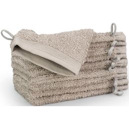 Möve Waschhandschuh MÖVE "Superwuschel", weiß (cashmere), B:15cm L:20cm, Walkfrottier, Baumwolle, Handtücher (Packung), Waschhandschuh Set mit Bordüre, 100% Premium Cotton Baumwolle