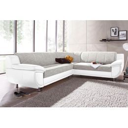 Ecksofa Trendmanufaktur "Rondo 3, zeitlos und modern, im Materialmix, L-Form", wei&szlig; (wei&szlig;, cappuccino), B:267cm H:85cm T:247cm, Primabelle-Microfaser;Kunstleder SOFTLUX / Struktur (77% Polyester; 23% Polyacryl), Sofas, Ecksofa, wahlweise Federkern f&uuml;r hohen Sitzkomfort, wahlweise Bettfunktion