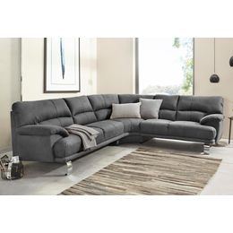 Ecksofa Trendmanufaktur "Cecilia II, in italienischen Design, bequem, hoher Sitzkomfort, L-Form", grau (anthrazit), B:280cm H:87cm T:240cm, Microfaser Vintage (100% Polyester);Struktur (100% Polyester);Struktur fein (100% Polyester), Sofas, Ecksofa, extrabreite Armlehnen f&uuml;r noch mehr Sitzkomfort