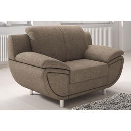 Sessel Trendmanufaktur "Rondo II, Loungesessel zeitlos und bequem", braun (tan), B:121cm H:85cm T:94cm, Struktur (100% Polyester), Sessel, Polstersessel XXL-Sessel, wahlweise mit komfortablem Federkern, mit extra breiten Armlehnen